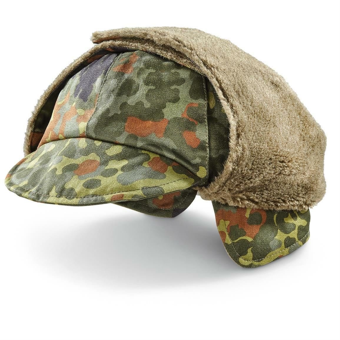 Winter Pile Cap flecktarn authentic german military surplus