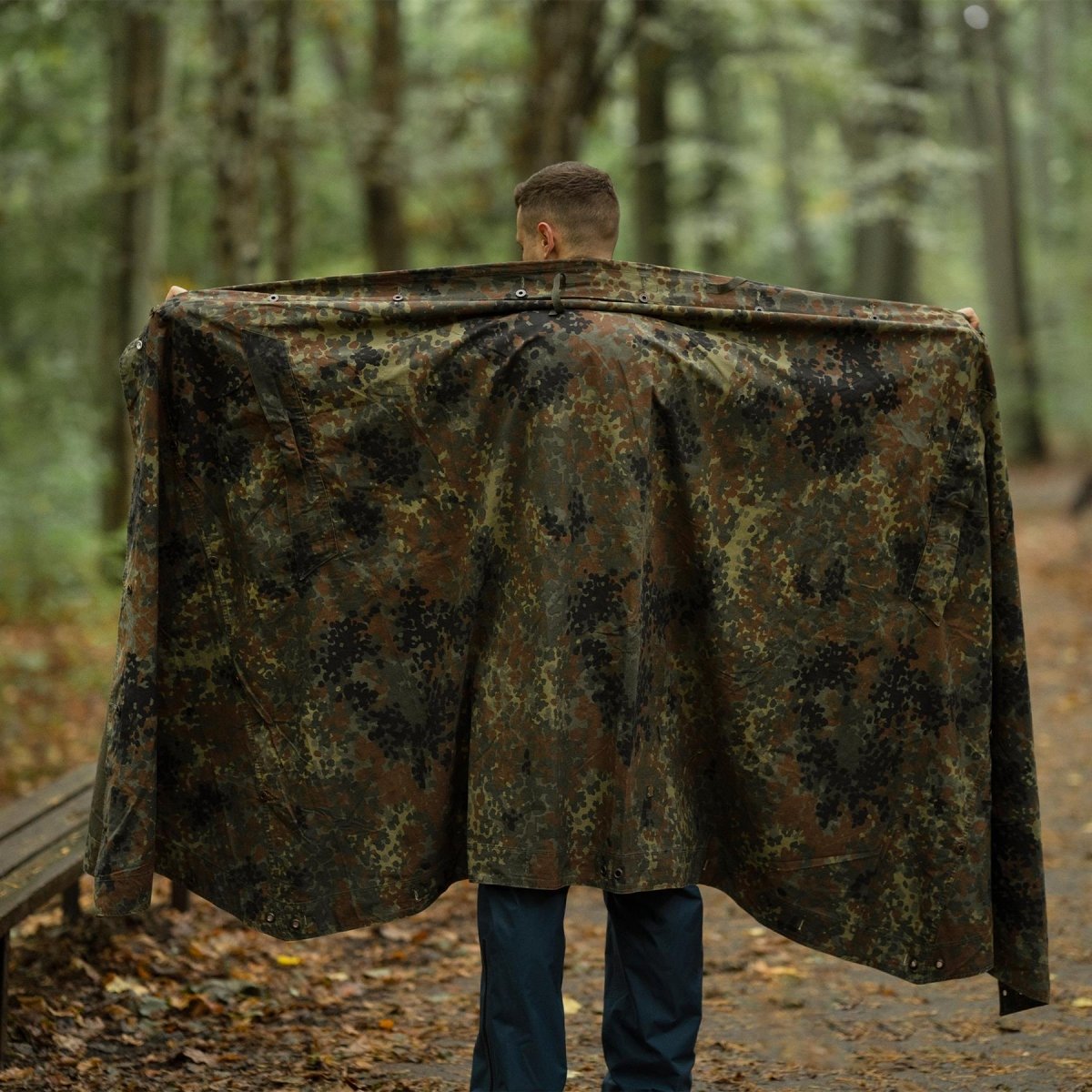 Genuine German Army tent poncho waterproof canvas flecktarn - GoMilitar