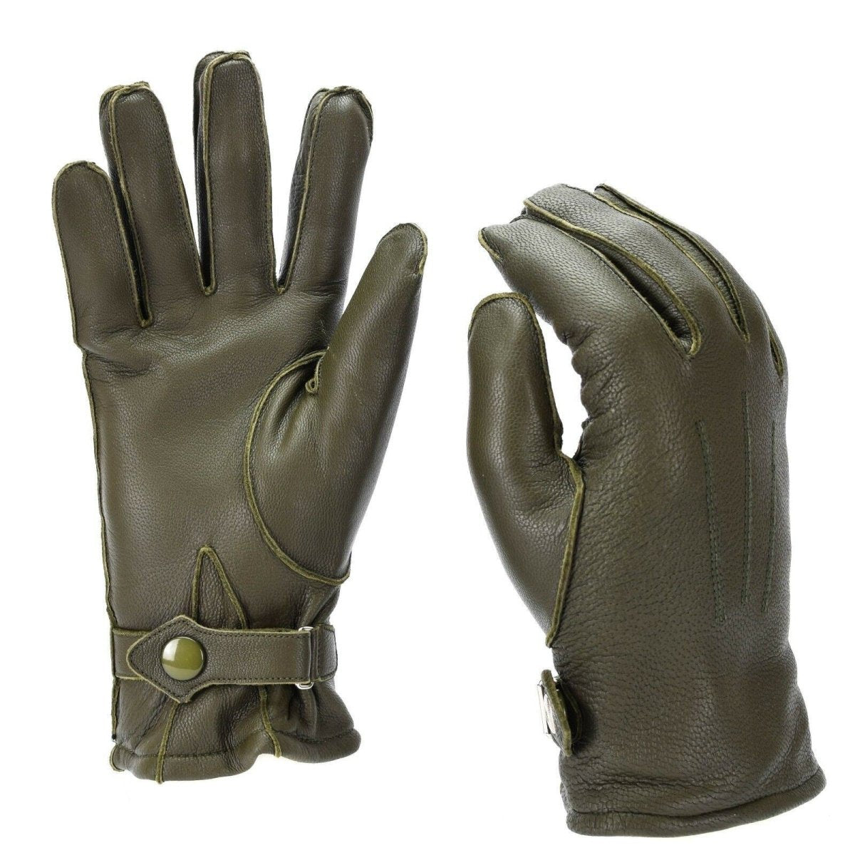 Military surplus wool liner gloves genuine German Police leather OD ...