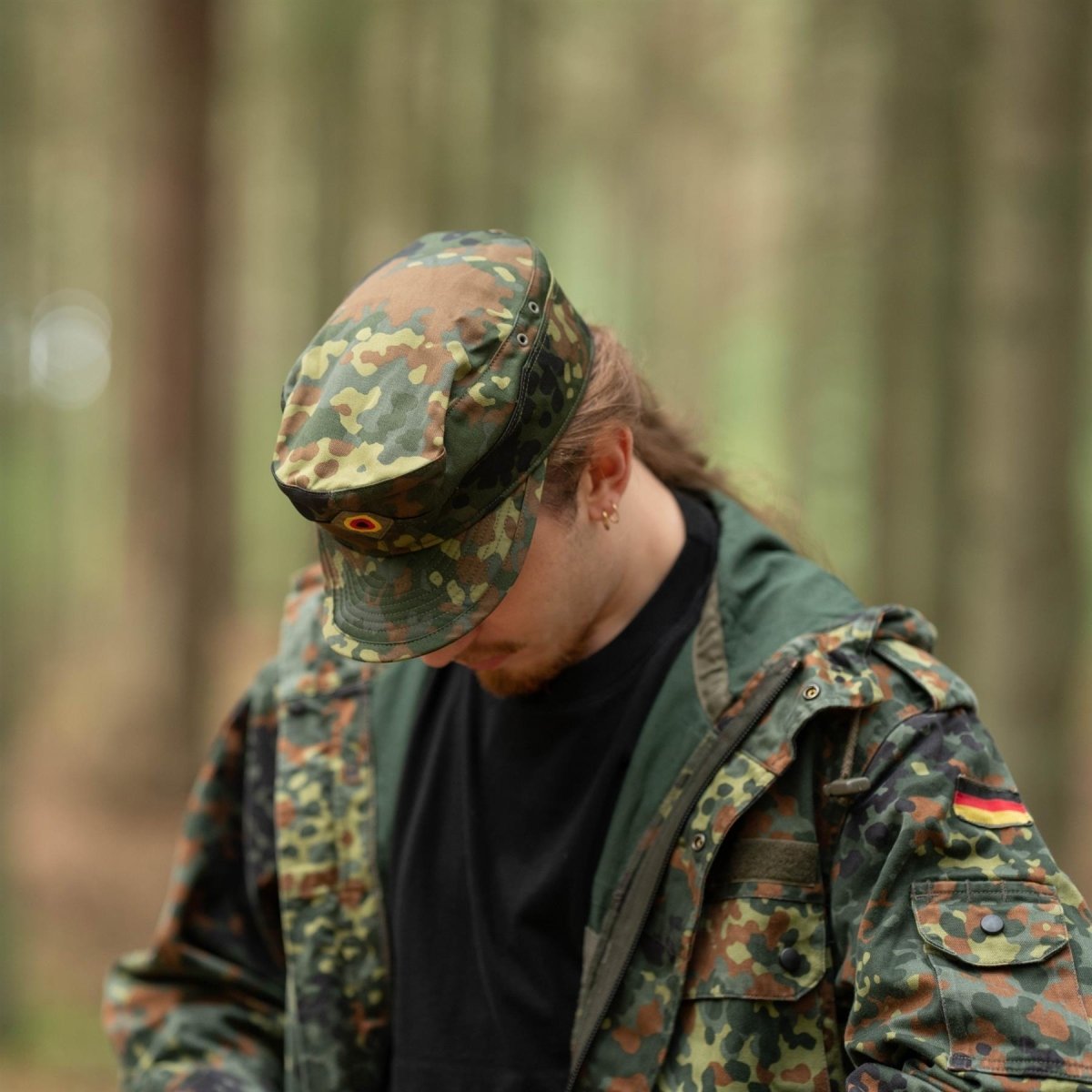 German field cap Genuine Original army Flecktarn BW woodland camo ...
