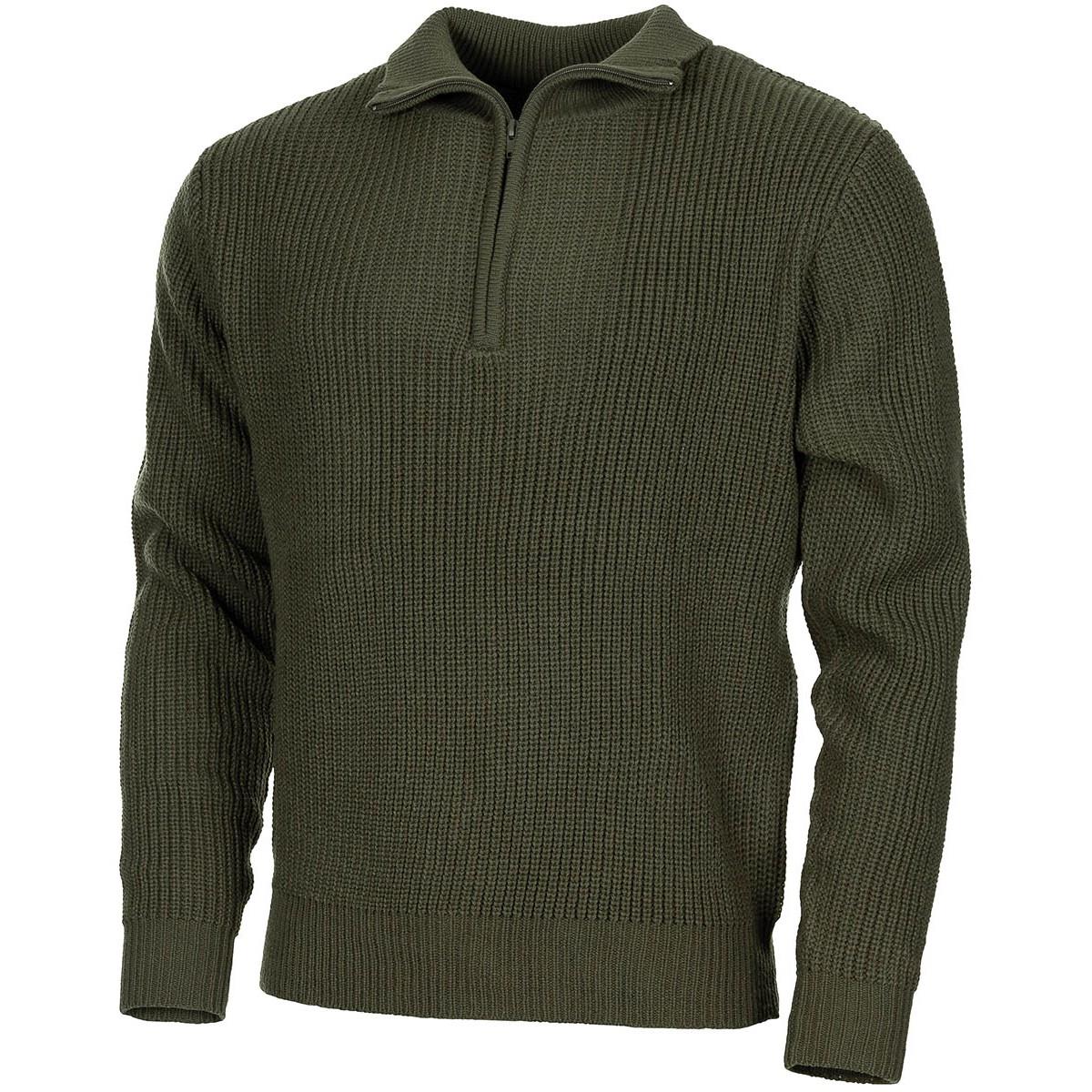 Cold weather sweater MFH Brand troyer style quarter zip jumper rib knit ...