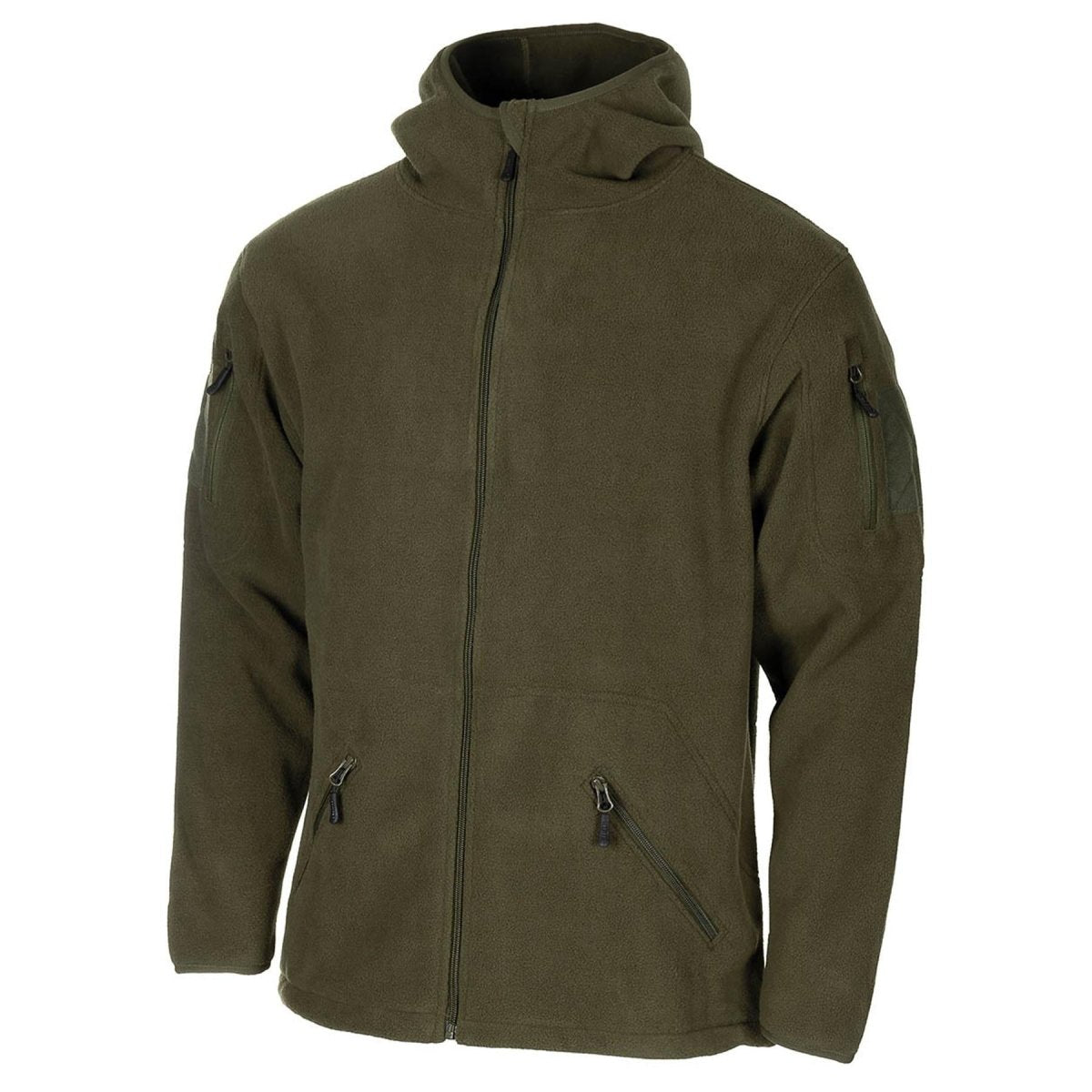 Mens fleece hoodie MFH military style olive hoodie fleece jacket ...