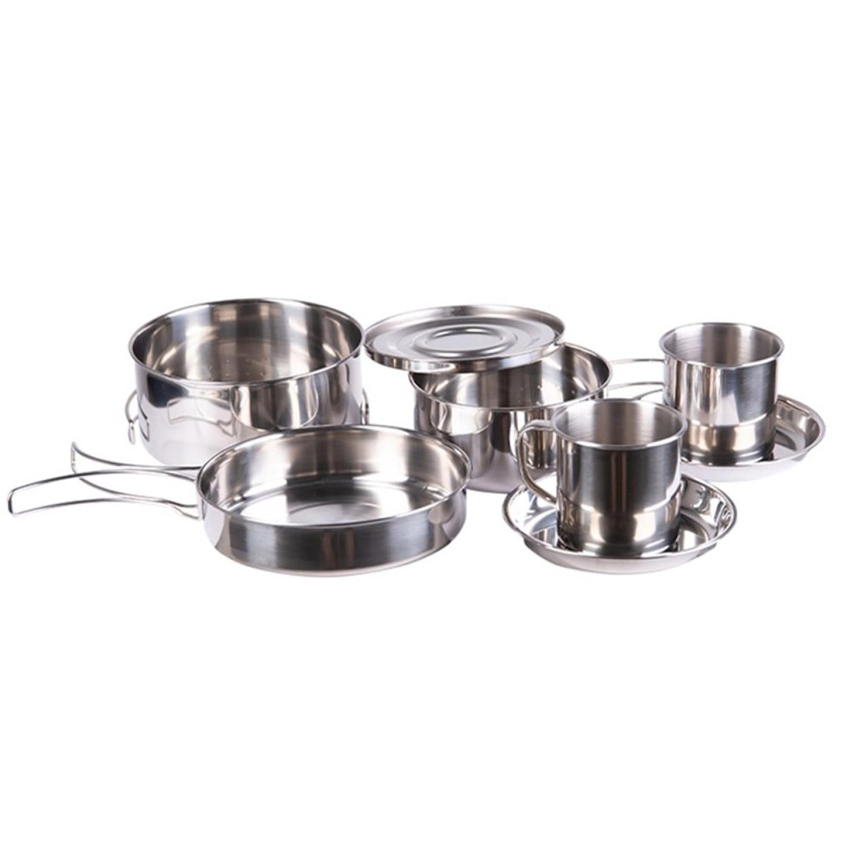 Camping Cook Kit MIL-TEC Outdoor Cookware 8 pieces stainless camping ...