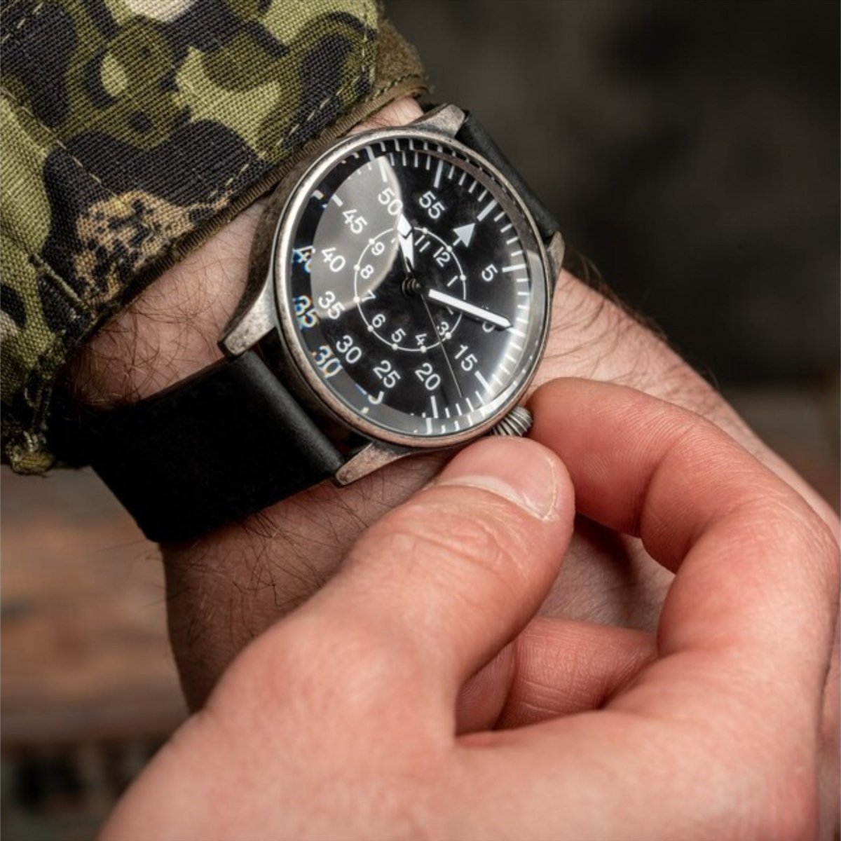 Retro Military Watches MIL-TEC Pilot Watch Quartz Mechanism - GoMilitar