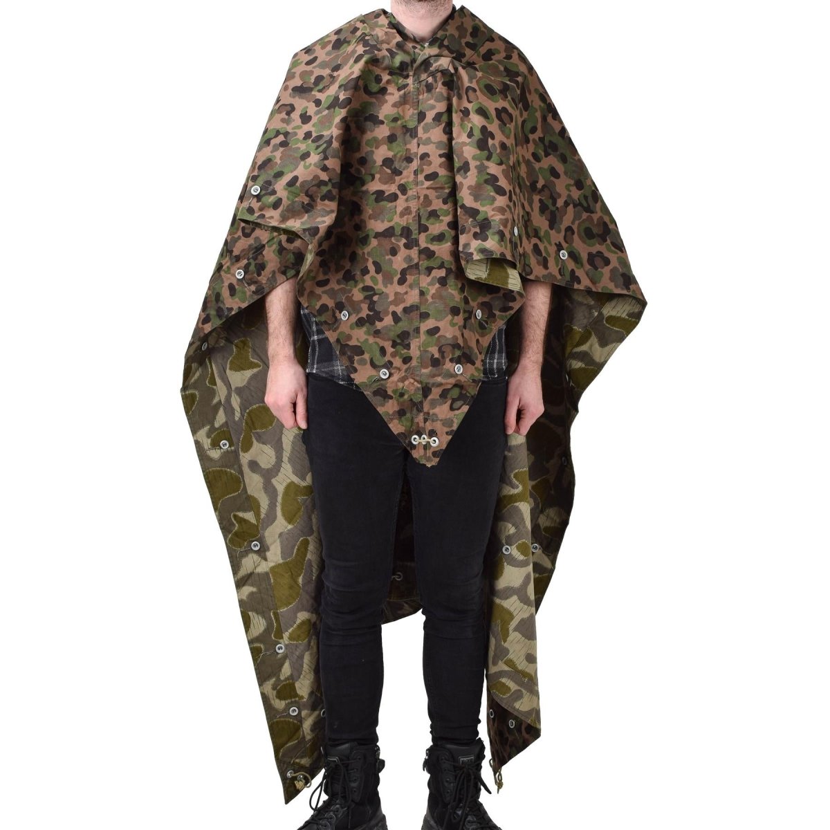 Vintage poncho pea dot original Austrian army splinter camo tent water ...