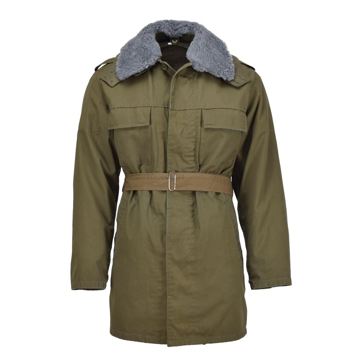 Vintage military parka Original Czech Military parka belted faux fur ...
