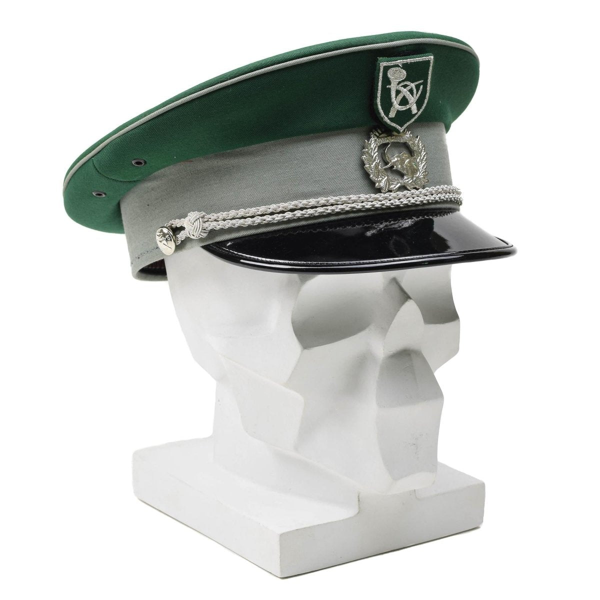 Green peak cap Original French army green visor peaked cap Ivory