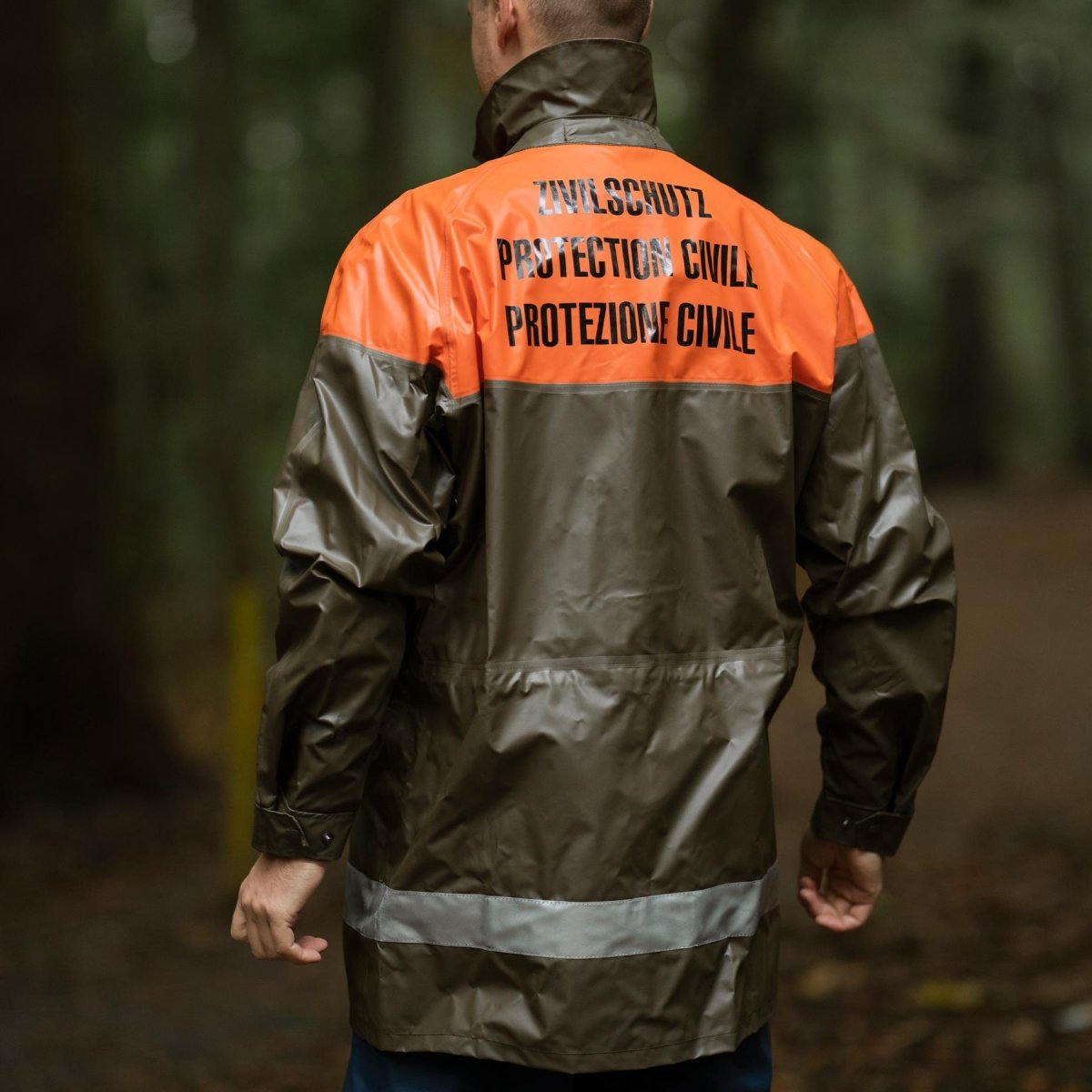 PVC rain jacket original Swiss army rain jacket olive civil protection ...